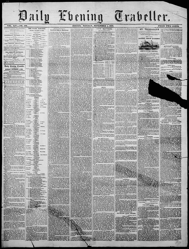 Daily Evening Traveller. November 01, 1858 - Digital Commonwealth