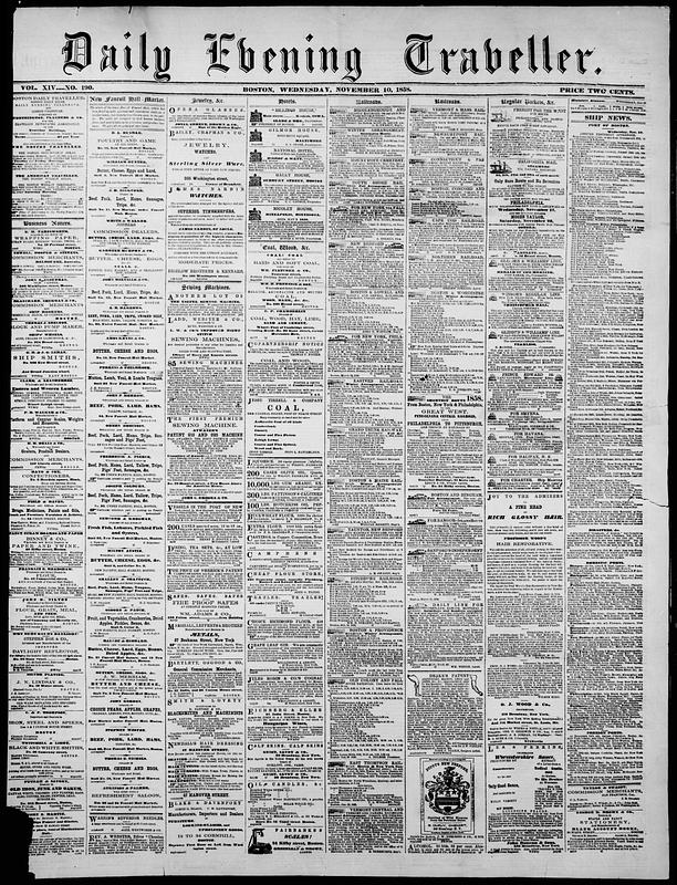 Daily Evening Traveller. November 10, 1858 - Digital Commonwealth