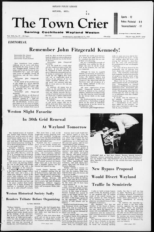 The Town Crier. November 27, 1963 - Digital Commonwealth