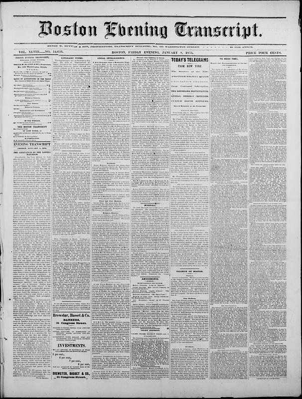 Boston Evening Transcript. January 08, 1875 - Digital Commonwealth