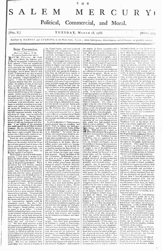 The Salem Mercury: Political, Commercial, and Moral. March 18, 1788 - Digital Commonwealth