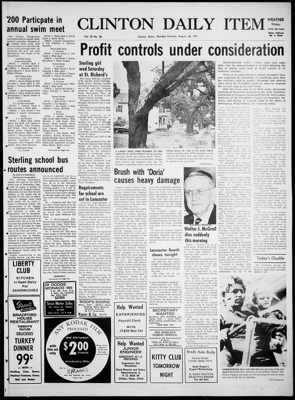 Clinton Daily Item. August 30, 1971 - Digital Commonwealth