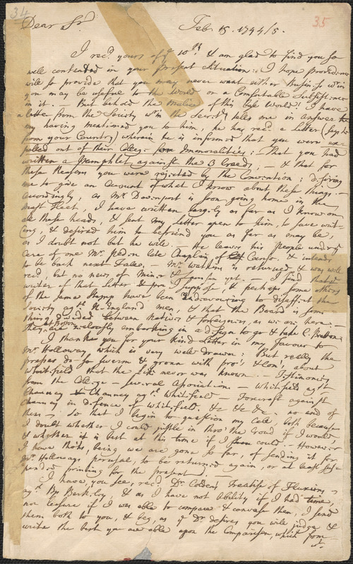 Letter from Samuel Johnson to Nathan Prince, 1744/1745 February 18 ...