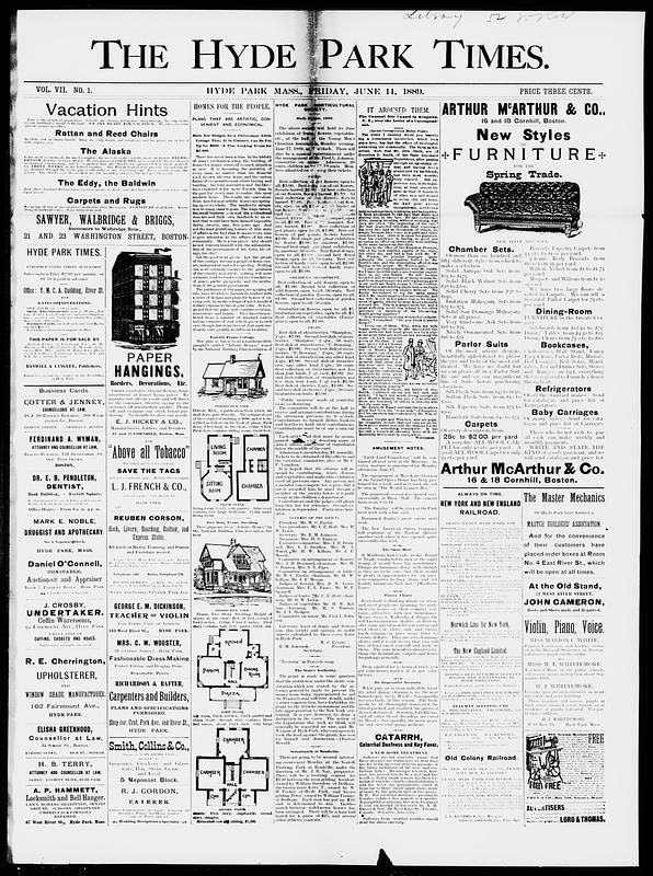 The Hyde Park Times. June 14, 1889 - Digital Commonwealth