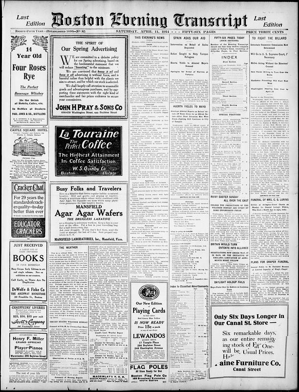 Boston Evening Transcript. April 11, 1914 - Digital Commonwealth