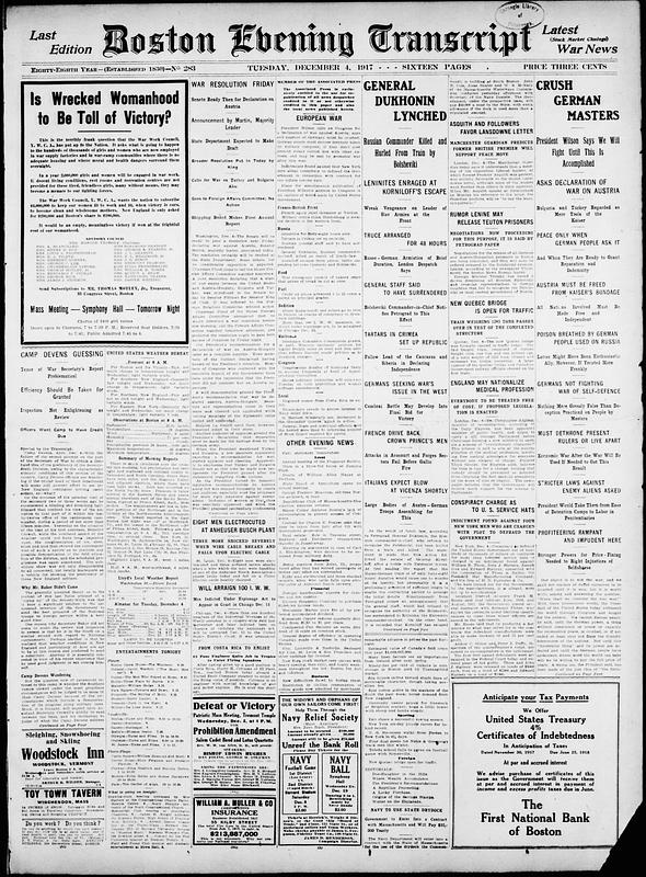 Boston Evening Transcript. December 04, 1917 - Digital Commonwealth