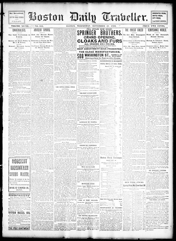 Boston Daily Traveller. September 28, 1892 - Digital Commonwealth