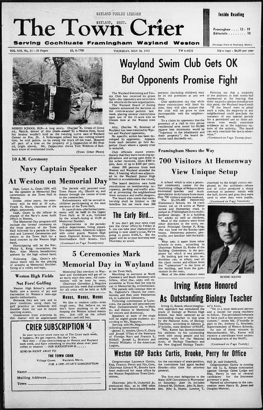 The Town Crier. May 24, 1962 - Digital Commonwealth