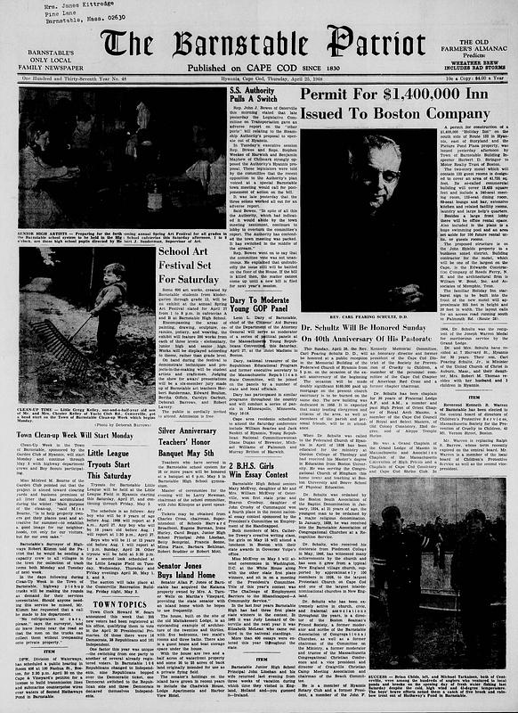 Barnstable Patriot. April 25, 1968 - Digital Commonwealth