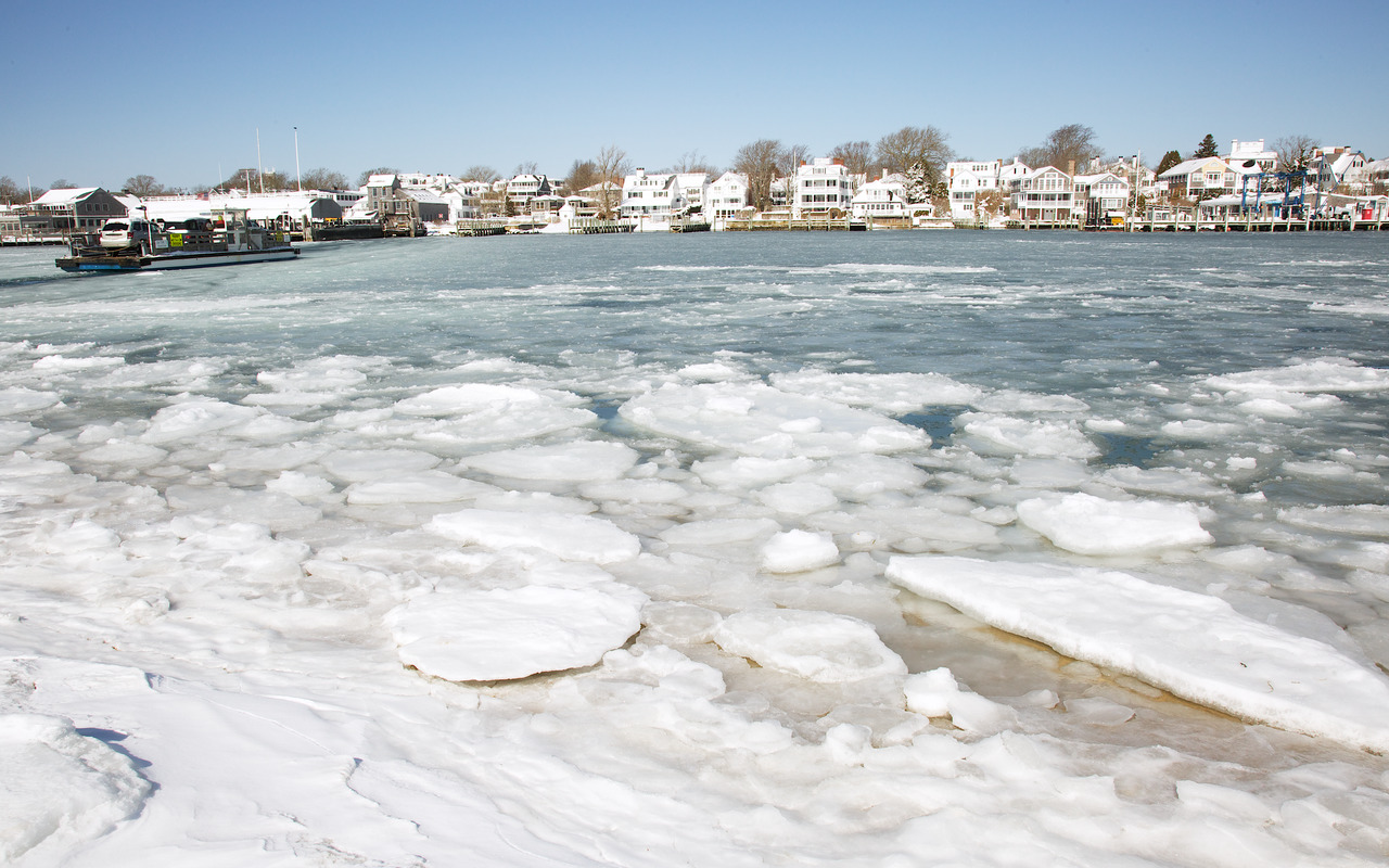 Edgartown Harbor - Ferry in winter - Digital Commonwealth