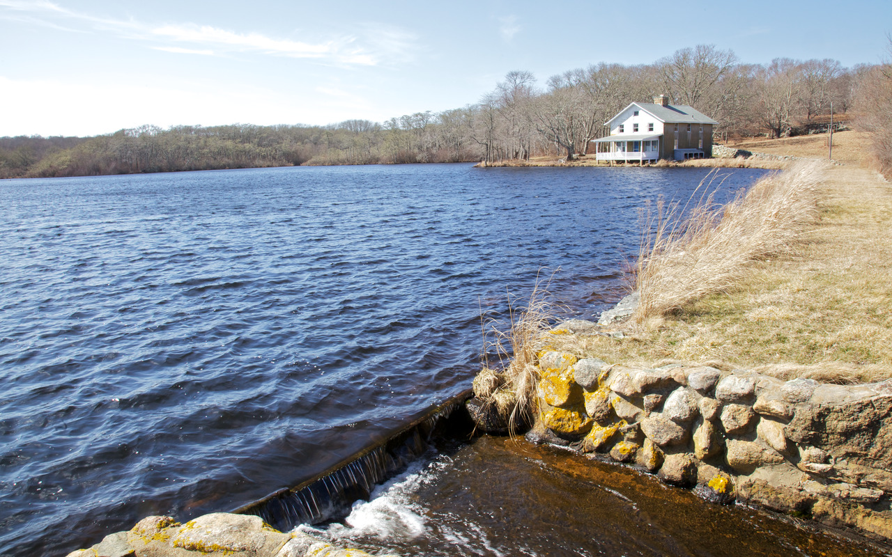 Fisher pond and dam at the Woods Preserve - Digital Commonwealth
