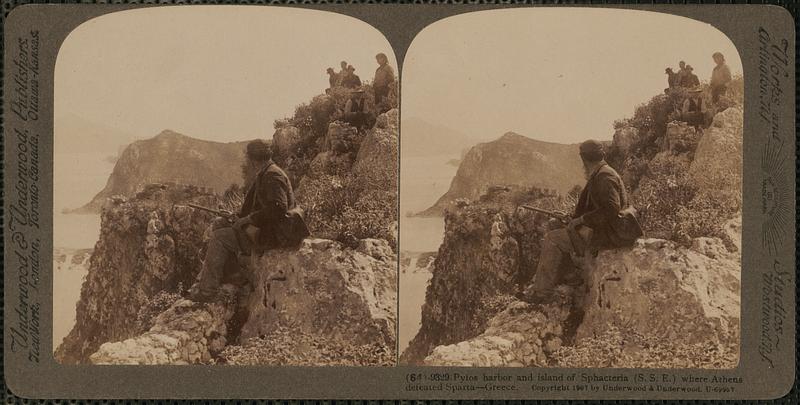 Pylos harbor and island of Sphacteria (S.S.E.) where Athens defeated ...