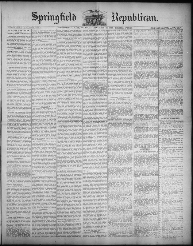 Springfield Weekly Republican. December 12, 1912 - Digital Commonwealth