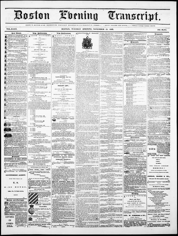 Boston Evening Transcript. November 24, 1863 - Digital Commonwealth