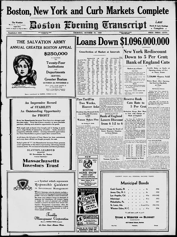 Boston Evening Transcript. October 31, 1929 - Digital Commonwealth