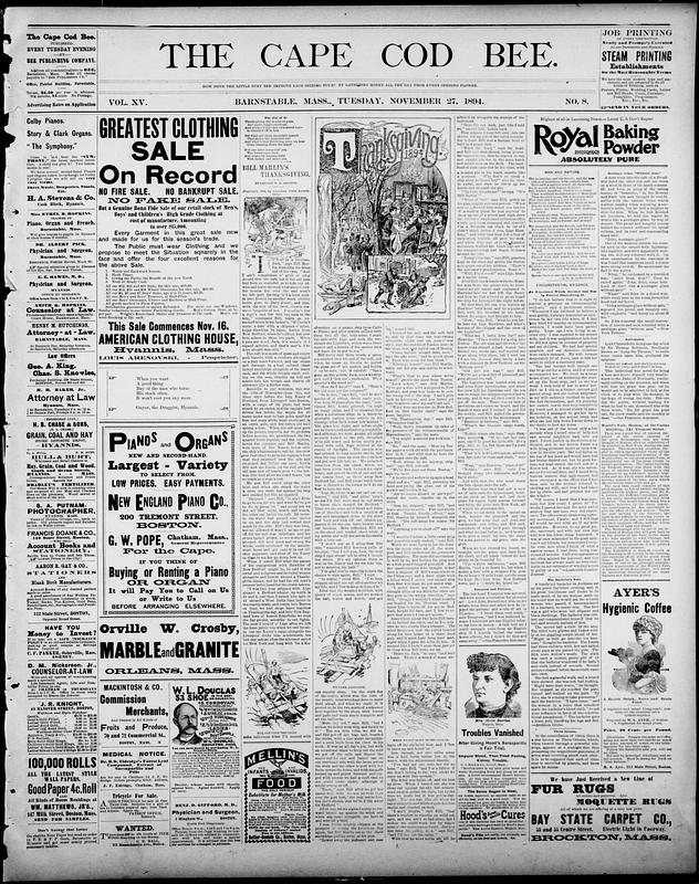 The Cape Cod Bee. November 27, 1894 - Digital Commonwealth