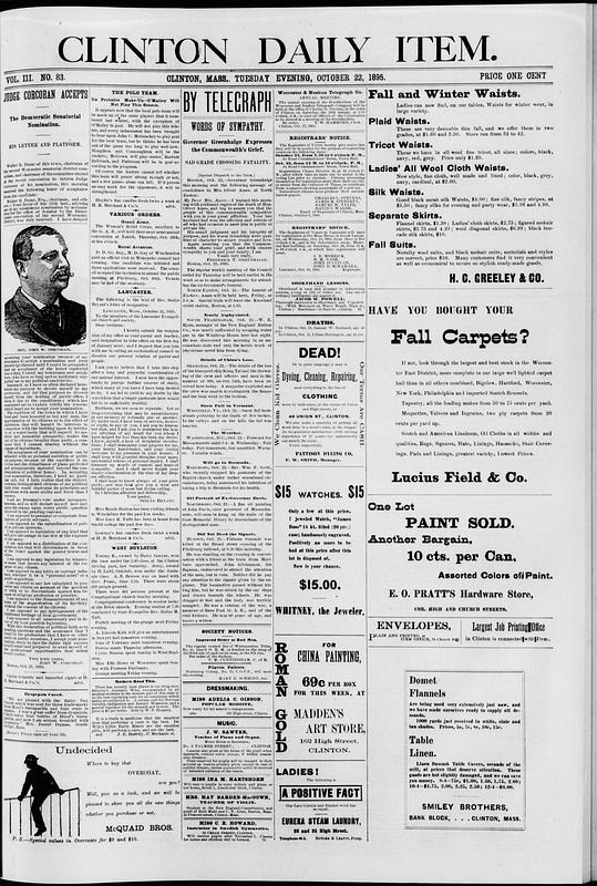 Clinton Daily Item. October 22, 1895 - Digital Commonwealth