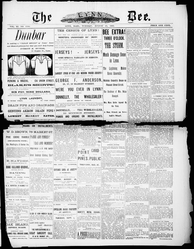The Lynn Bee. August 25, 1885 - Digital Commonwealth