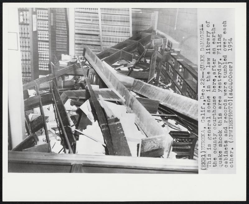 Quake Damage--This is general scene in the law library of the county ...