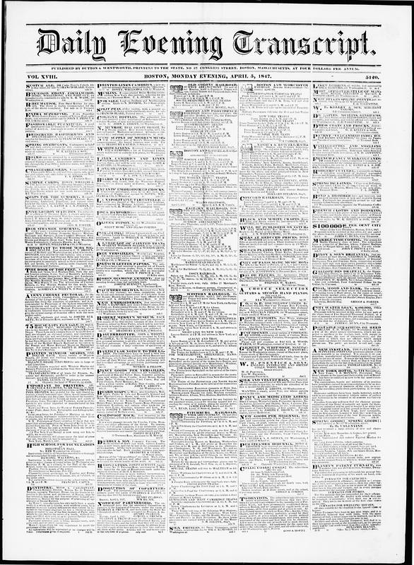 Daily Evening Transcript. April 05, 1847 - Digital Commonwealth
