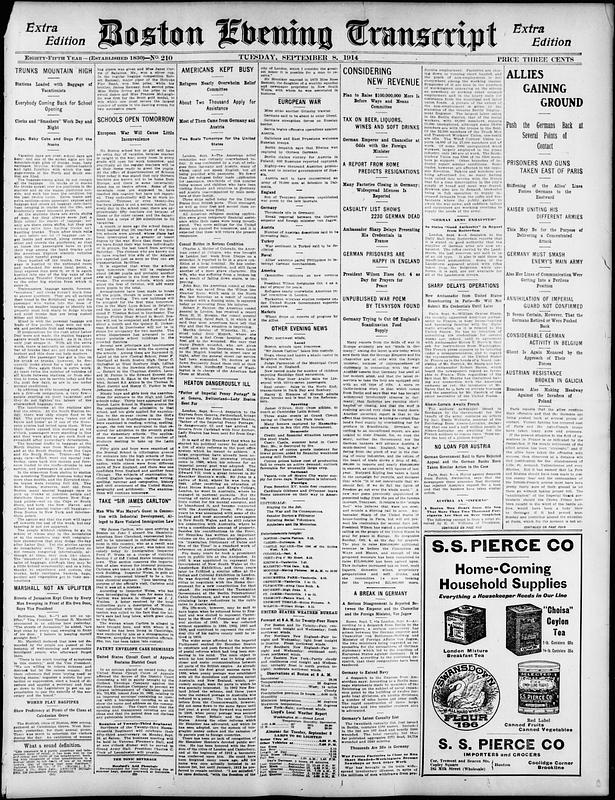 Boston Evening Transcript. September 08, 1914 - Digital Commonwealth