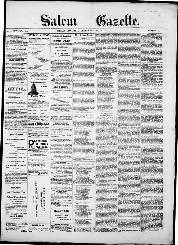 The Salem Gazette. September 12, 1873 - Digital Commonwealth