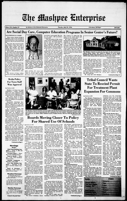 The Mashpee Enterprise. July 30, 1996 - Digital Commonwealth