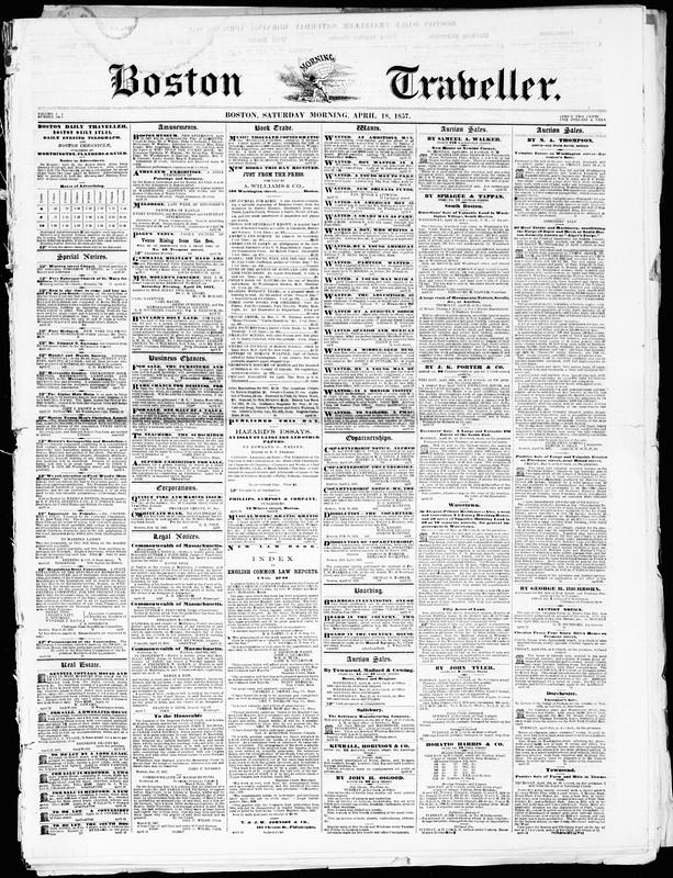 Boston Daily Traveller. April 18, 1857 - Digital Commonwealth