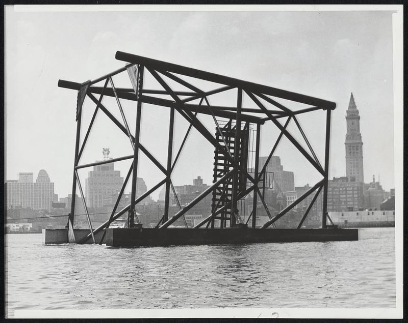 Strange Cargo in Harbor- the huge steel jacket of the Buzzards Bay ...