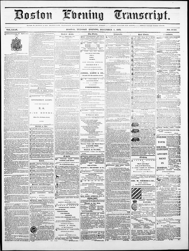 Boston Evening Transcript. December 01, 1863 - Digital Commonwealth