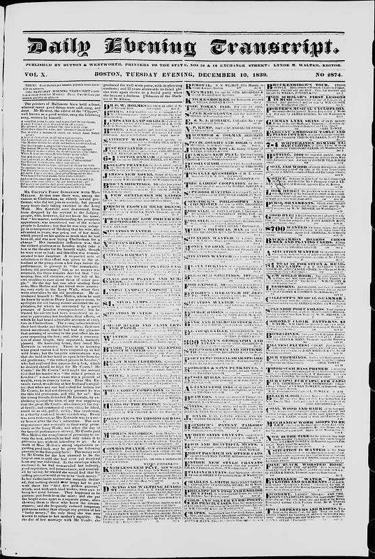 Daily Evening Transcript. December 10, 1839 - Digital Commonwealth