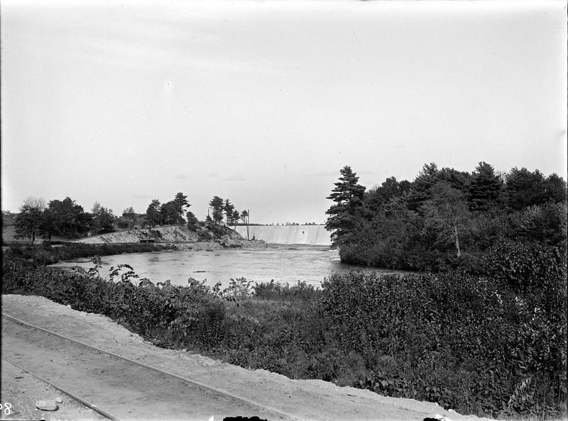 Red Bridge - Water going over dam - Digital Commonwealth