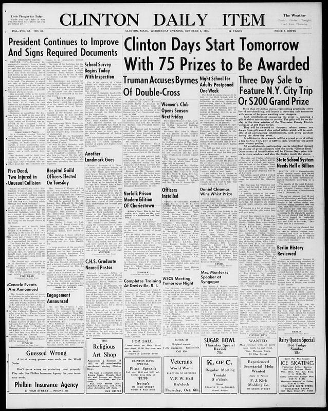 Clinton Daily Item. October 05, 1955 - Digital Commonwealth