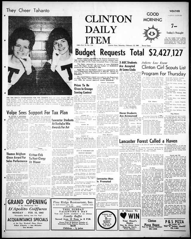 Clinton Daily Item. February 13, 1965 - Digital Commonwealth