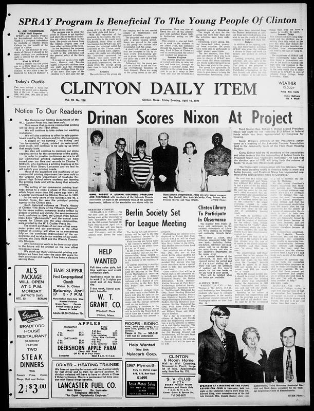 Clinton Daily Item. April 16, 1971 - Digital Commonwealth