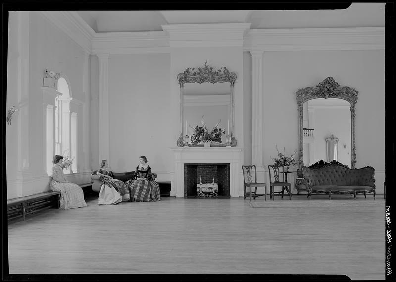 Hamilton Hall, Chestnut Street, Salem: interior, three pretty girls ...