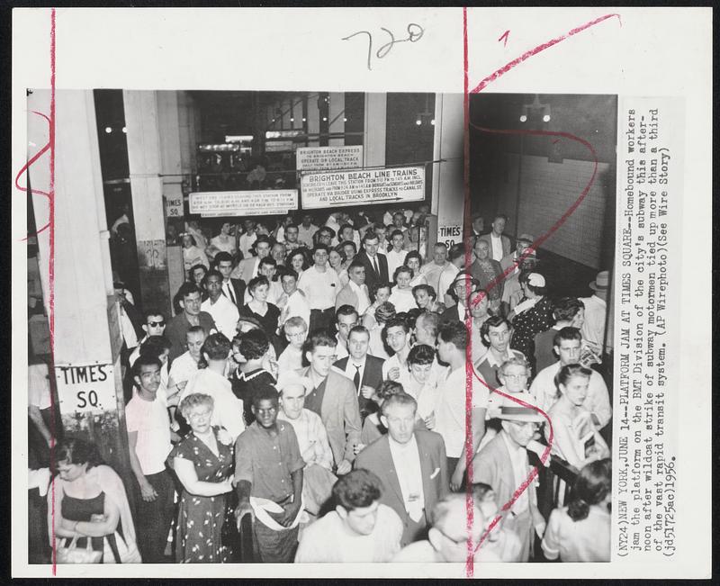 Platform Jam at Times Square -- Homebound workers jam the platform on ...