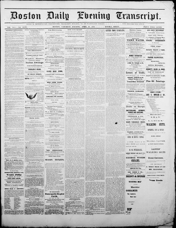 Boston Daily Evening Transcript. April 20, 1872 - Digital Commonwealth