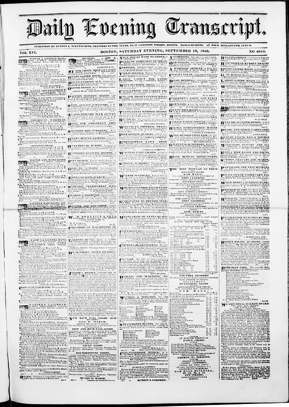 Daily Evening Transcript. September 13, 1845 - Digital Commonwealth