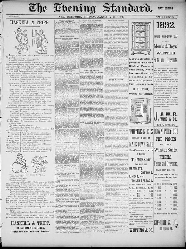 Evening Standard. January 08, 1892 - Digital Commonwealth