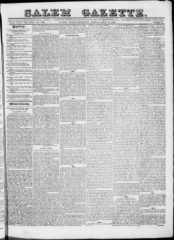 The Salem Gazette. May 28, 1830 - Digital Commonwealth