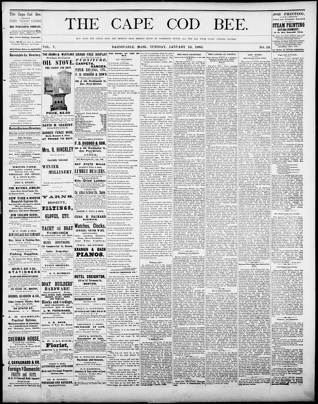 The Cape Cod Bee. January 13, 1885 - Digital Commonwealth