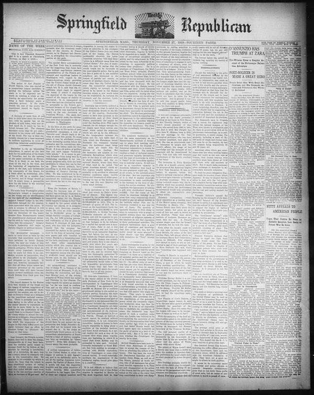 Springfield Weekly Republican. November 27, 1919 - Digital Commonwealth