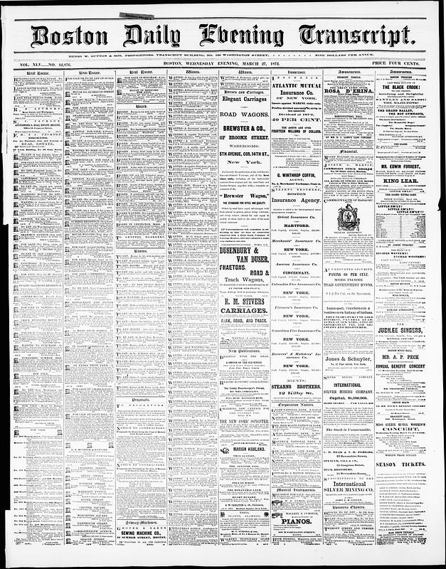 Boston Daily Evening Transcript. March 27, 1872 - Digital Commonwealth