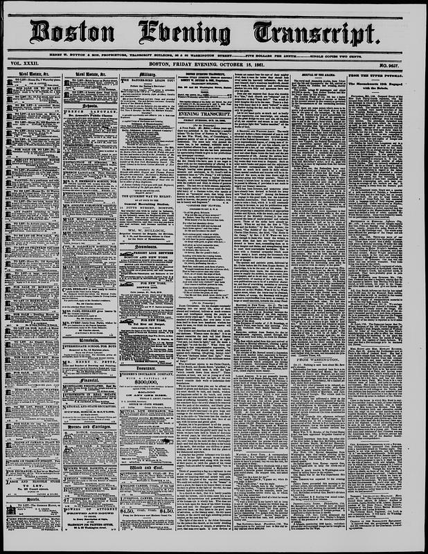 Boston Evening Transcript. October 18, 1861 - Digital Commonwealth