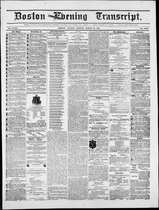 Boston Evening Transcript. March 22, 1864 - Digital Commonwealth