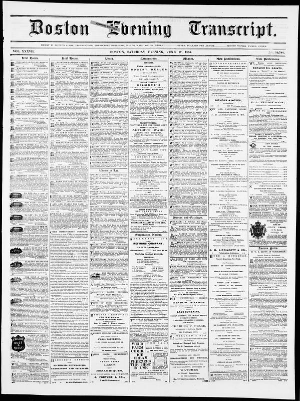 Boston Evening Transcript. June 17, 1865 - Digital Commonwealth