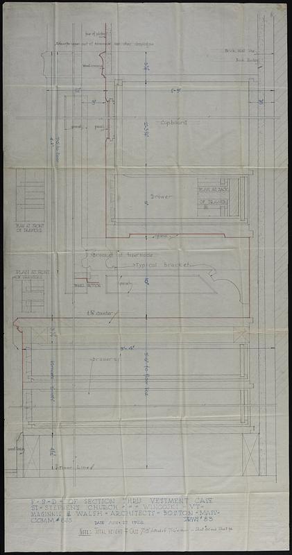 Full-scale drawing of section through vestment case - Digital Commonwealth