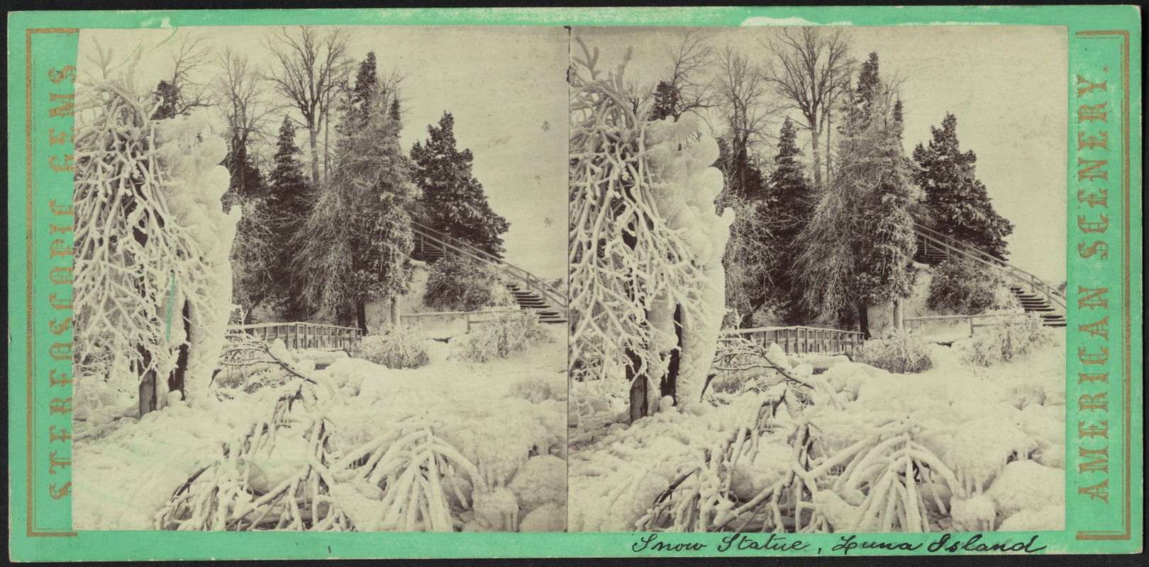 Niagara in winter. Snow statue on Luna Island - Digital Commonwealth