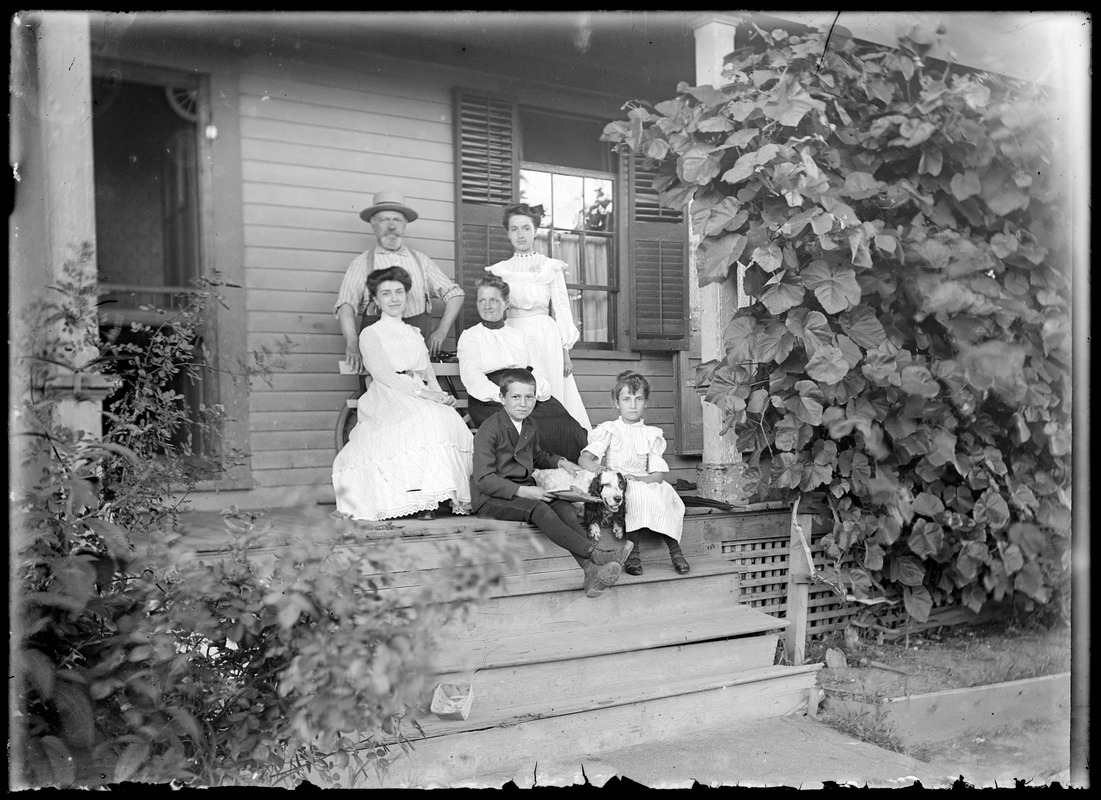 The Voss family on a porch - Digital Commonwealth